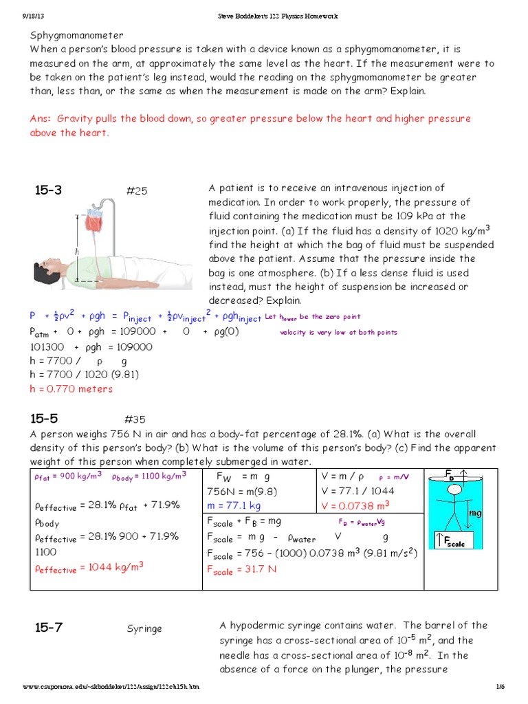Fluid Mechanics in Syringe Dynamics | PDF | Pressure | Density