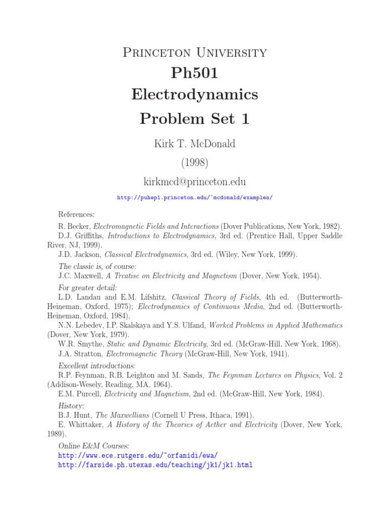 Electrodynamics Problem Set | PDF | Dielectric | Sphere