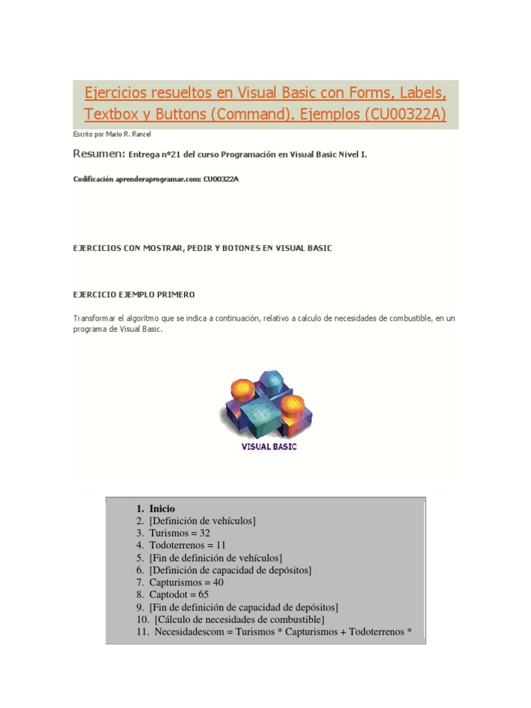 Ejercicios Resueltos en Visual Basic Con Forms | PDF | Básico ...