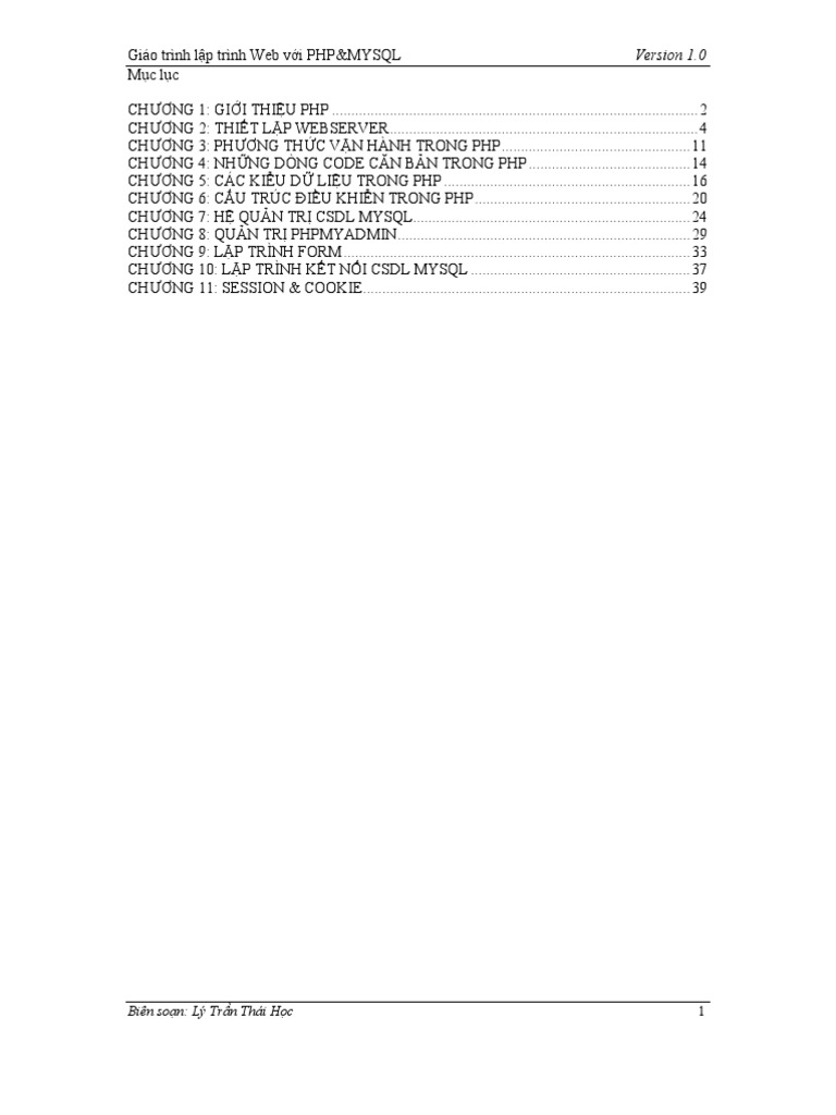 Giao Trinh Lap Trinh PHP&MYSQL | PDF