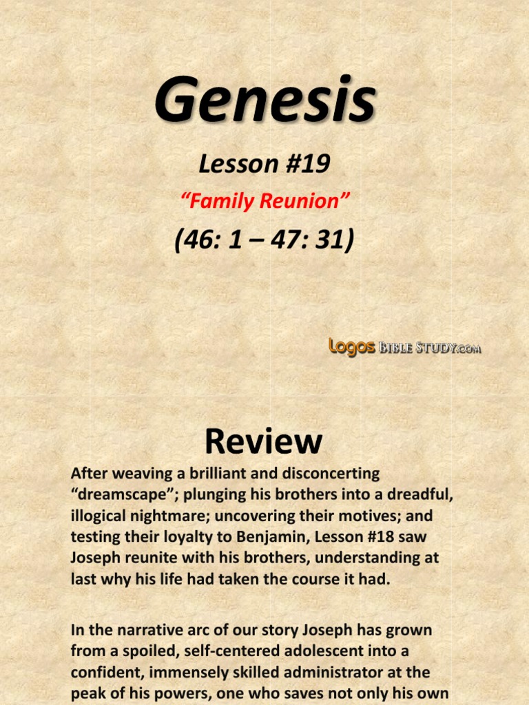 Family Reunion (Genesis 46: 1 - 47: 31) | PDF | Jacob | Hebrew Bible