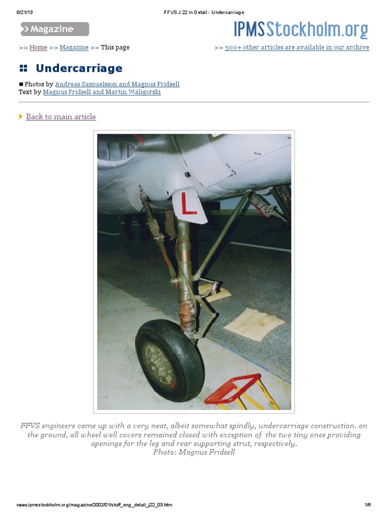 FFVS J 22 in Detail - Undercarriage | PDF | Landing Gear | Aviation