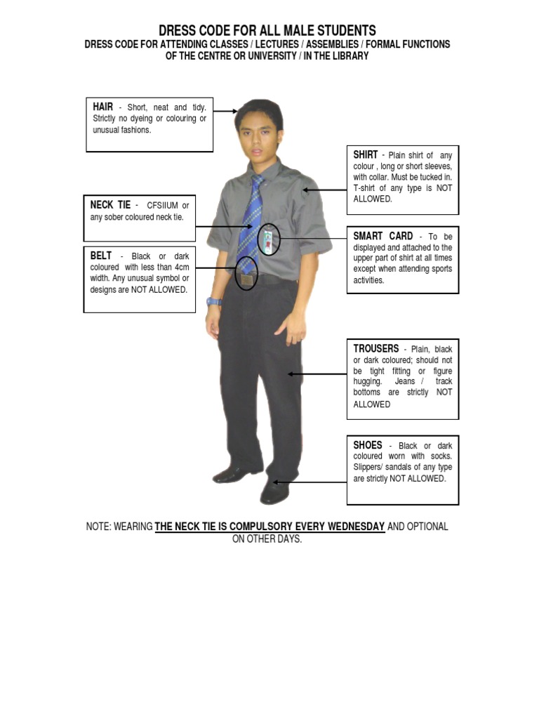 Dress Code Guidelines for Male and Female Students at the Centre for ...