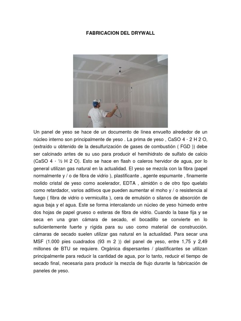 Fabricacion Del Drywall | PDF | Paneles de yeso | Materiales de ...