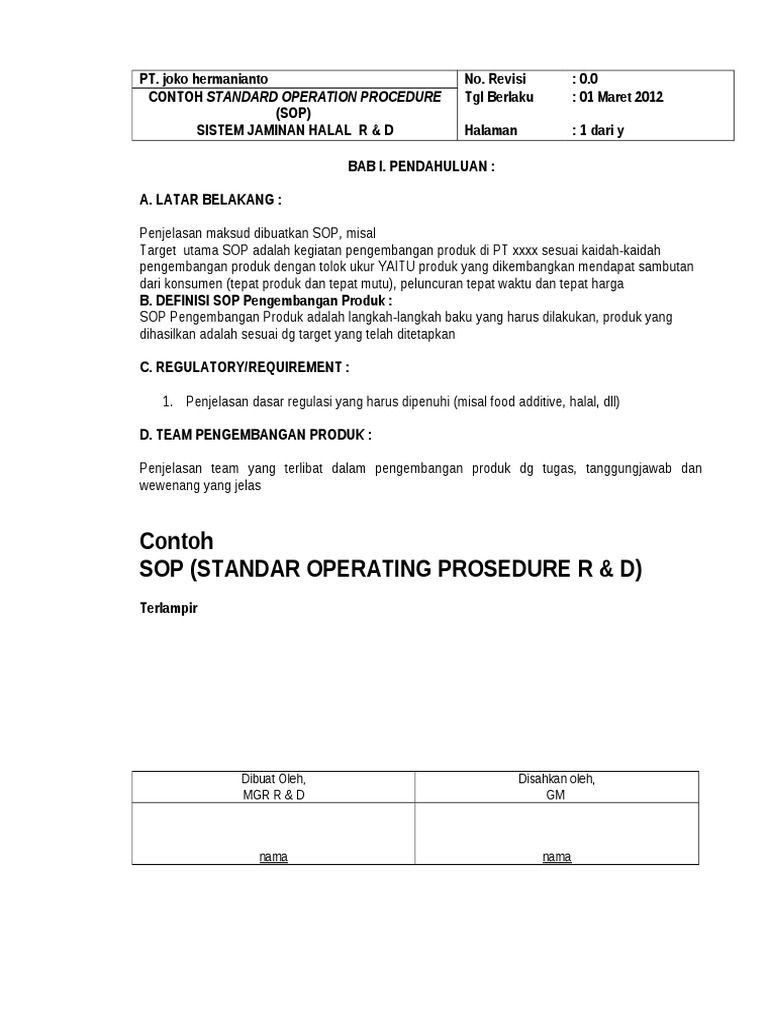 Contoh Sop NPD | PDF | Bisnis
