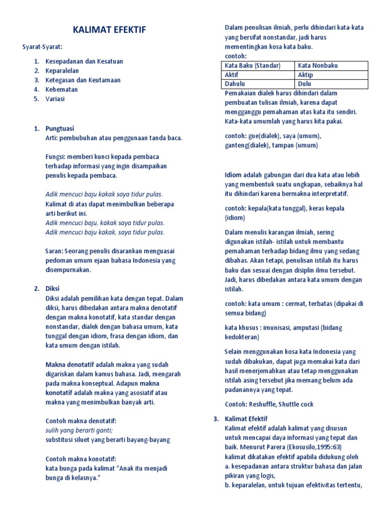 Kalimat Efektif | PDF | Seni & Disiplin Bahasa | Sains & Matematika