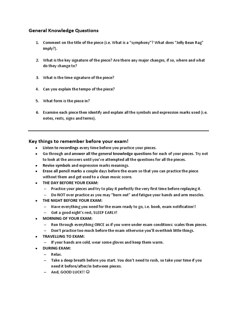 General Knowledge for Music Exams | PDF | Musical Forms | Musical ...