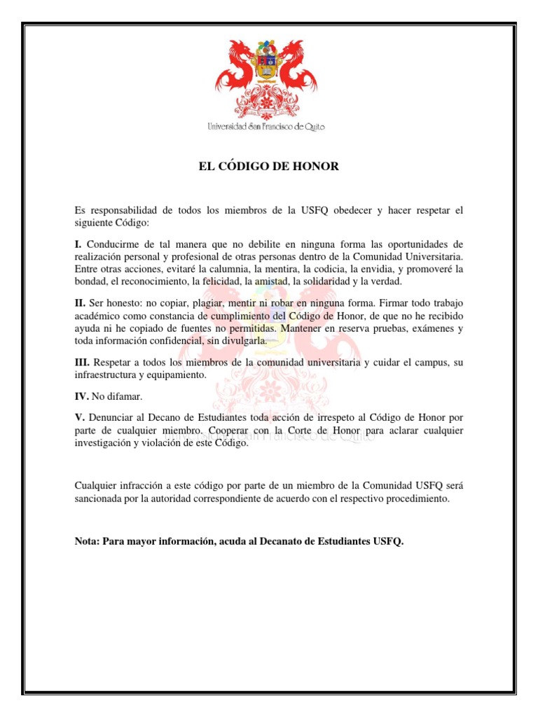 Codigo Honor | PDF | Plagio | Violación