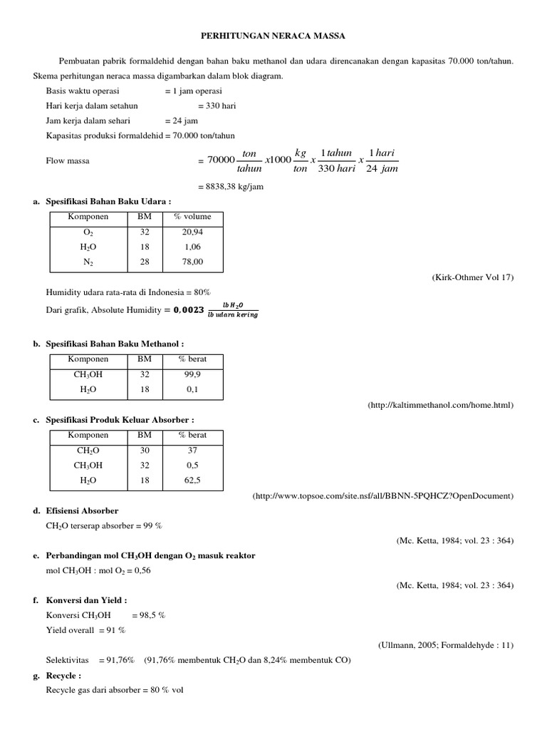 Lampiran A - Neraca Massa | PDF