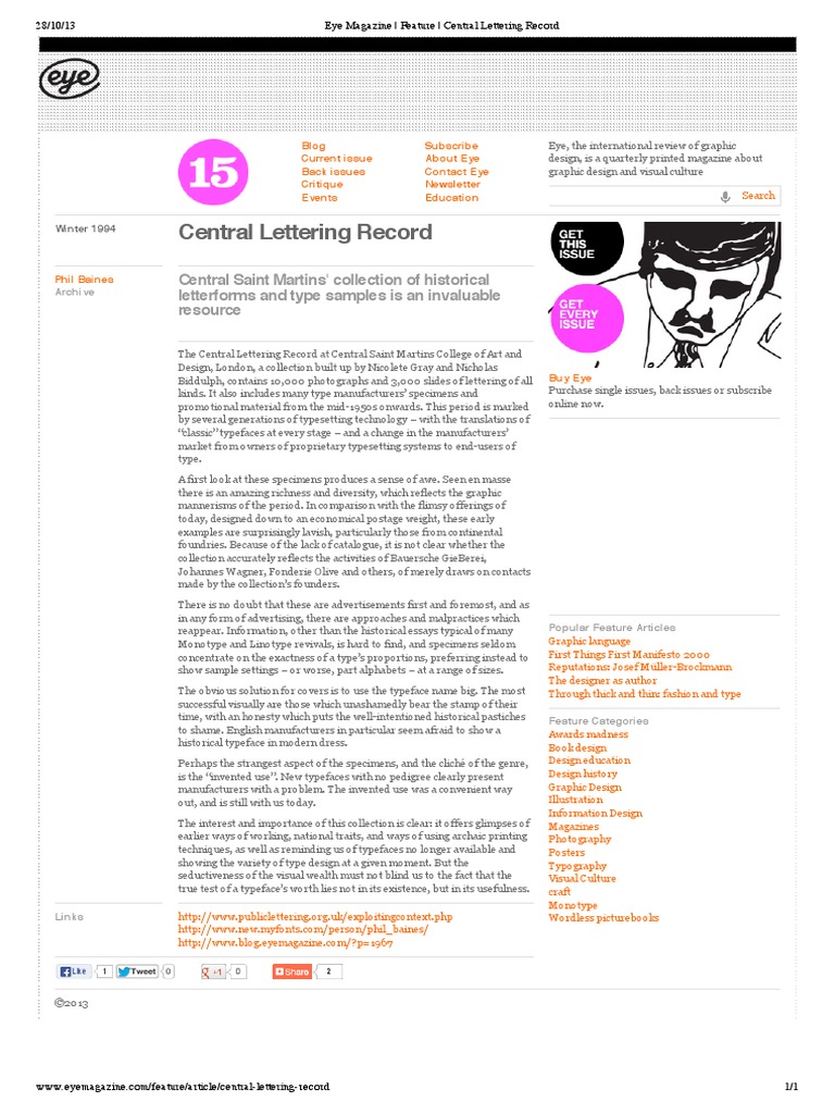 Eye Magazine - Feature - Central Lettering Record | PDF | Graphic ...
