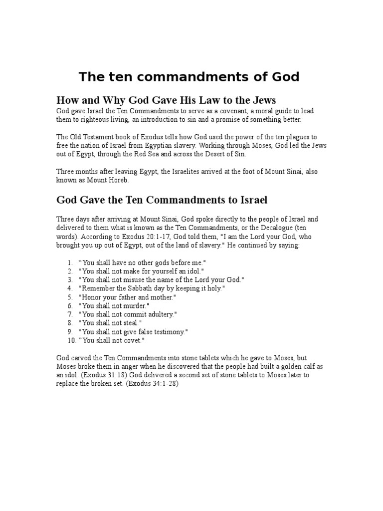 Ten Commandments of God | PDF | Ten Commandments | Military