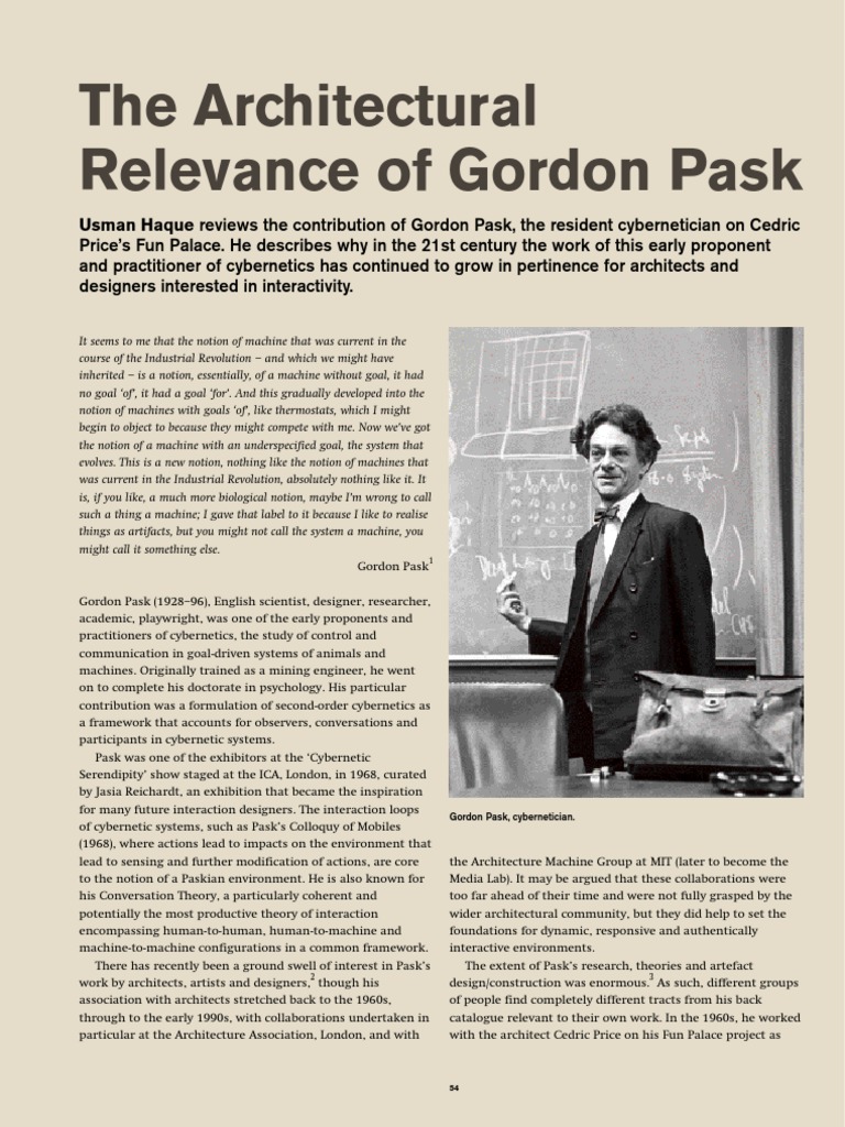 Architectural Relevance of Gordon Pask | PDF | Social Science | Art