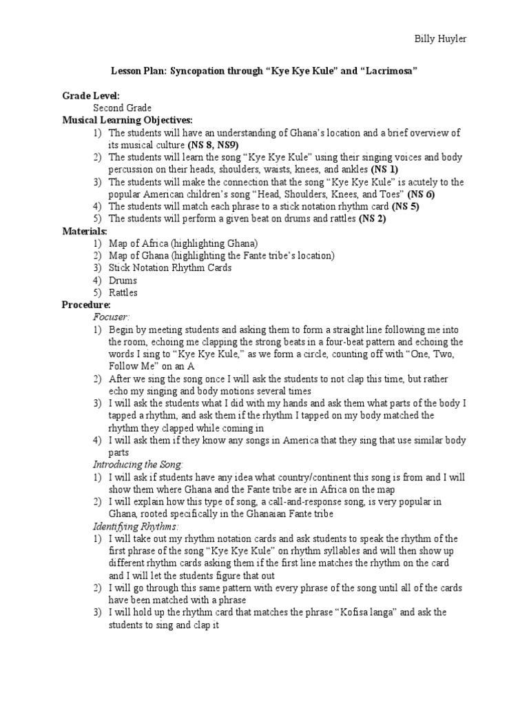 Second Grade Syncopation Lesson | PDF | Rhythm | Singing