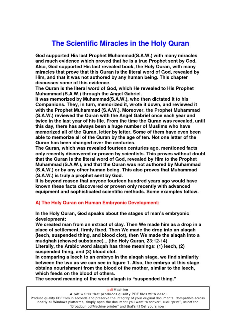 The Scientific Miracles in The Holy Quran | PDF | Hail | Cloud