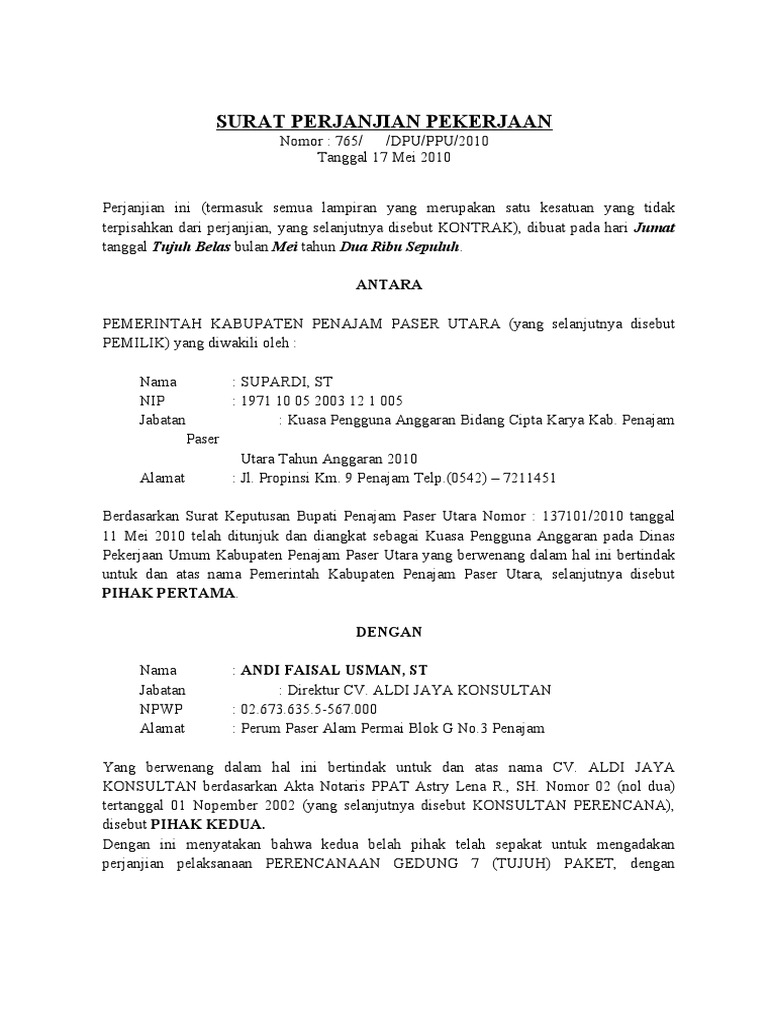 Contoh SPK Konsultan Perencanaan | PDF