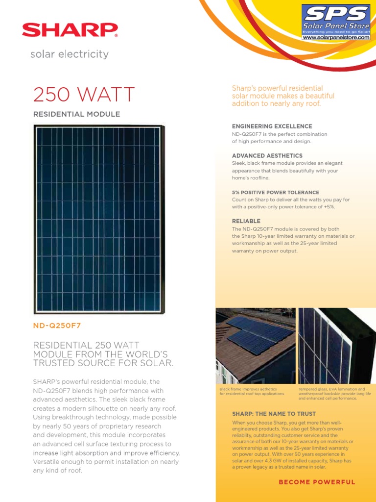 Ndq250f7 Sharp Solar Panel Spec | Solar Panel | Electrical Engineering
