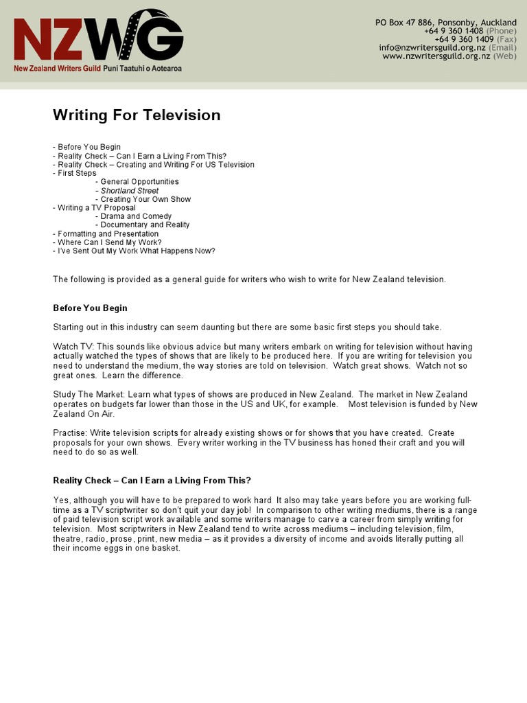 Writing For Television: - Shortland Street | PDF | Leisure