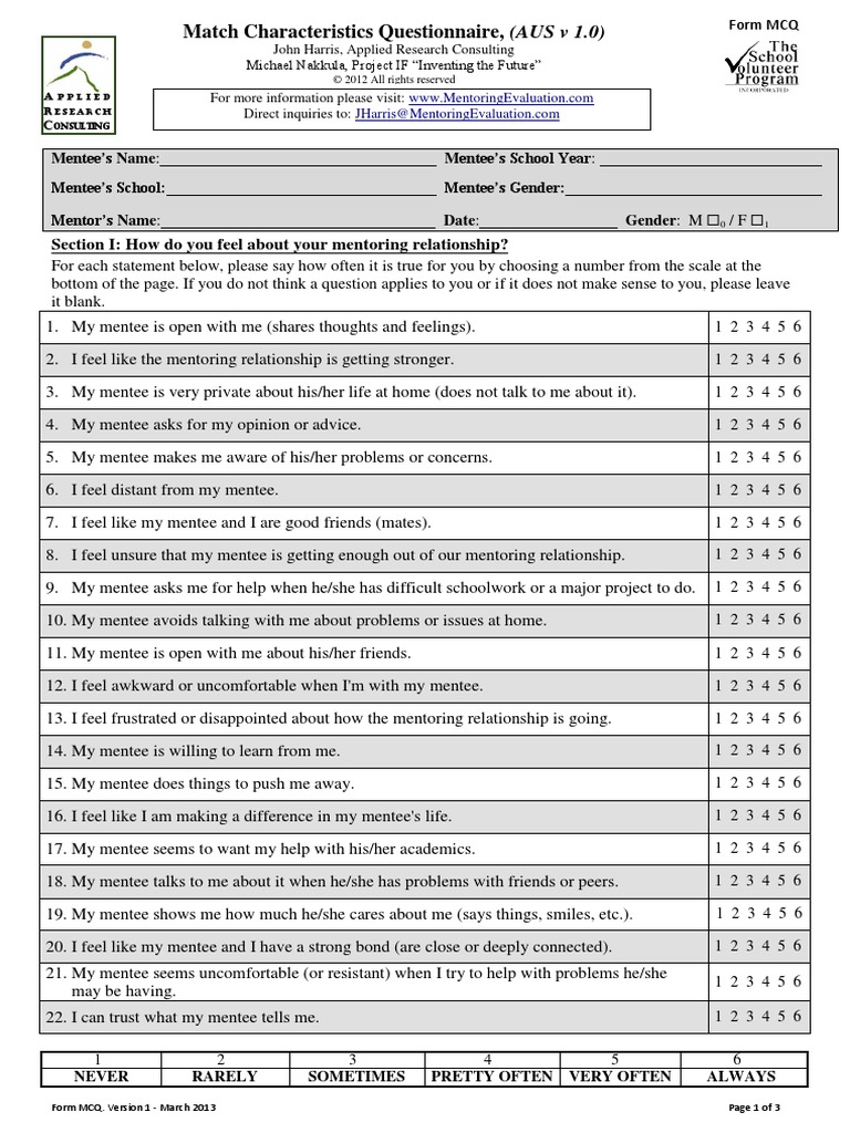 Form MCQ (v1) | PDF | Mentorship | Behavioural Sciences