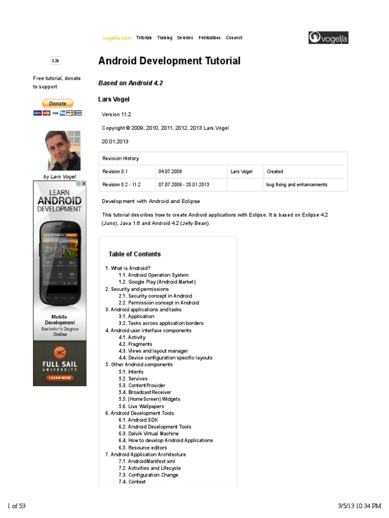 Vogella Android Development Tutorial | PDF | Android (Operating System) | Google Play