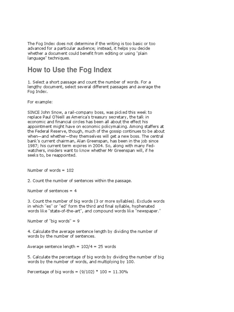 How To Use The Fog Index | PDF