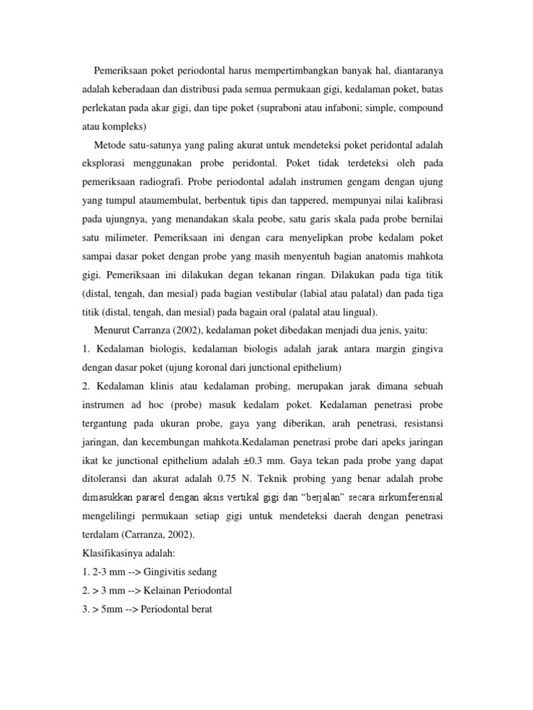 Pemeriksaan Poket Periodontal Dan Loss Clinical Attachment | PDF