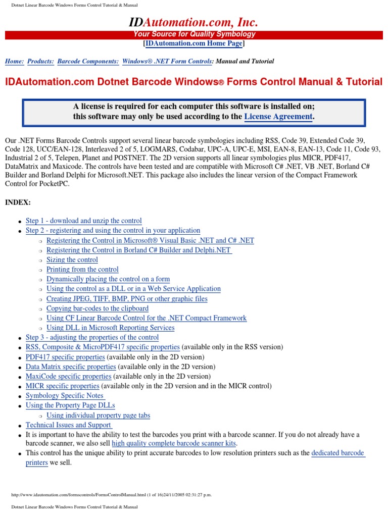 Dotnet Linear Barcode Windows Forms Control Tutorial & Manual | PDF ...