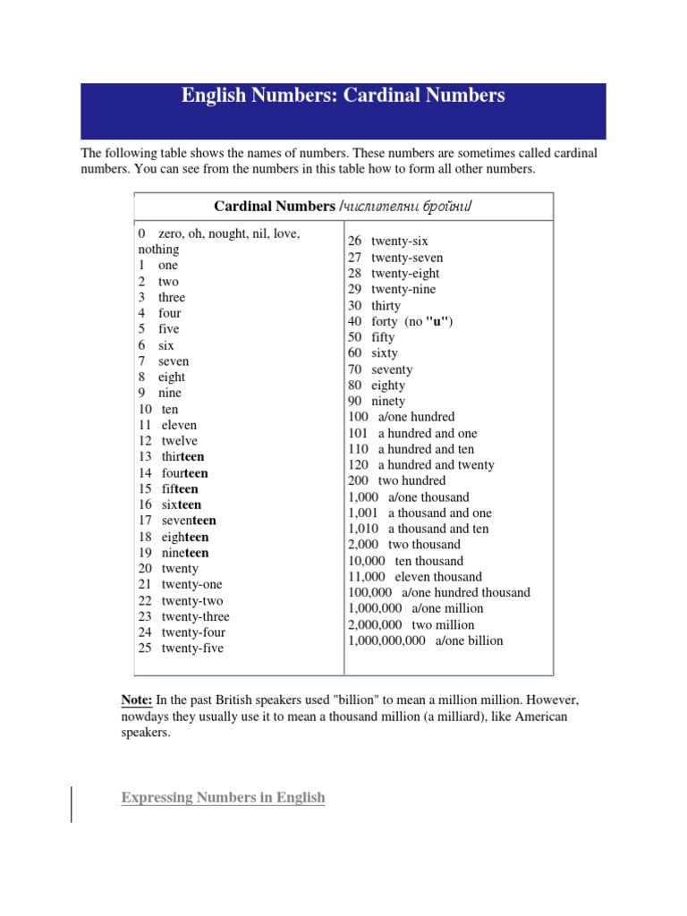 English Numbers | PDF | Semiotics | Languages