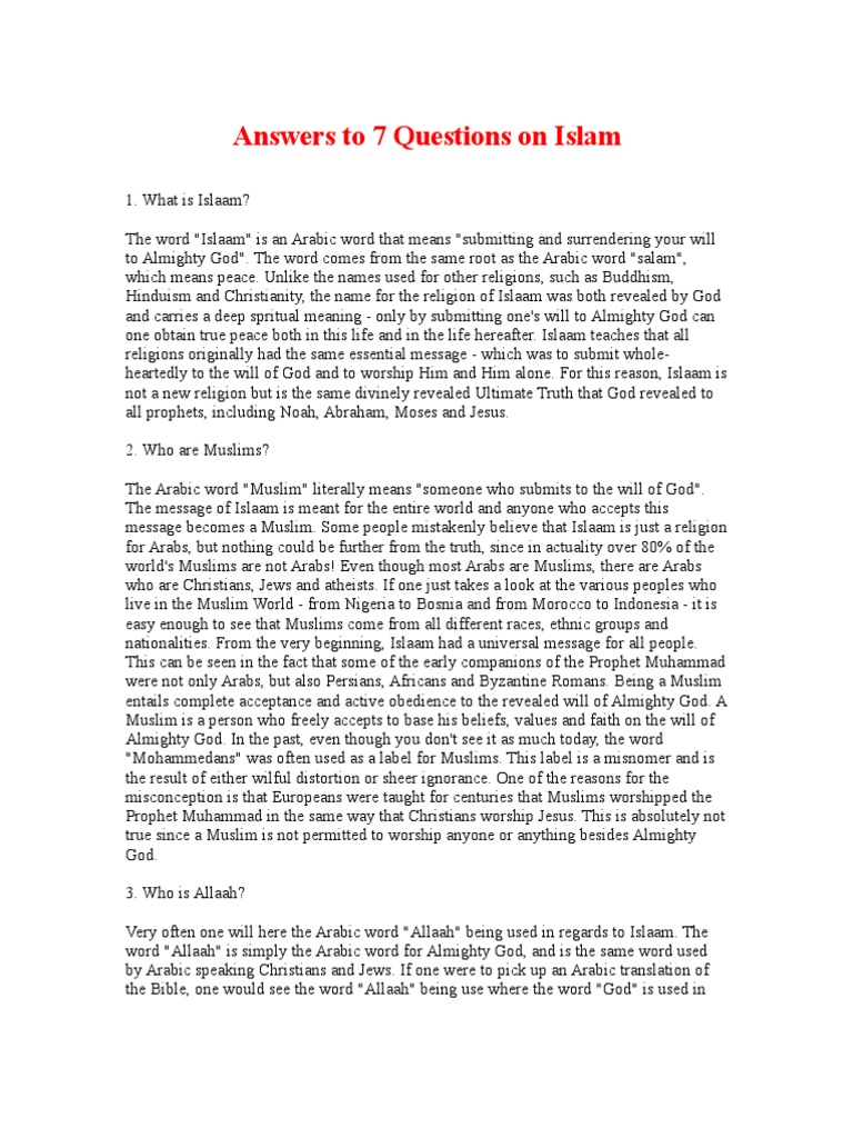 Answers to 7 Questions on Islam | Quran | Prophet | Free 30-day Trial ...