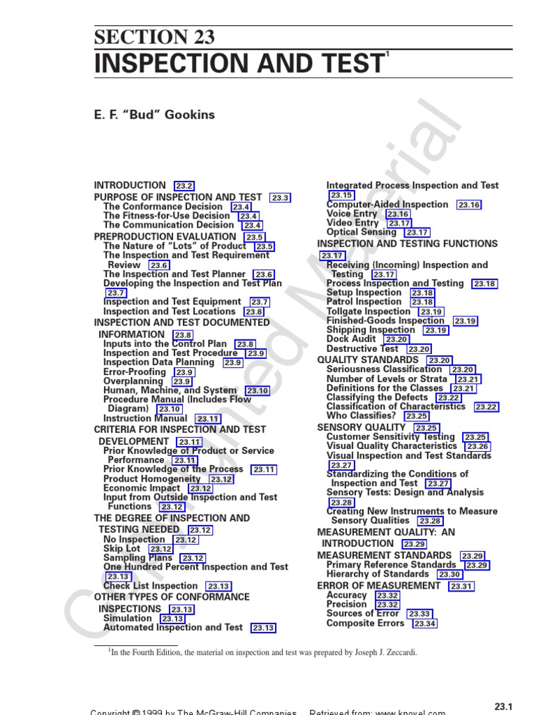 Inspection and Test | PDF