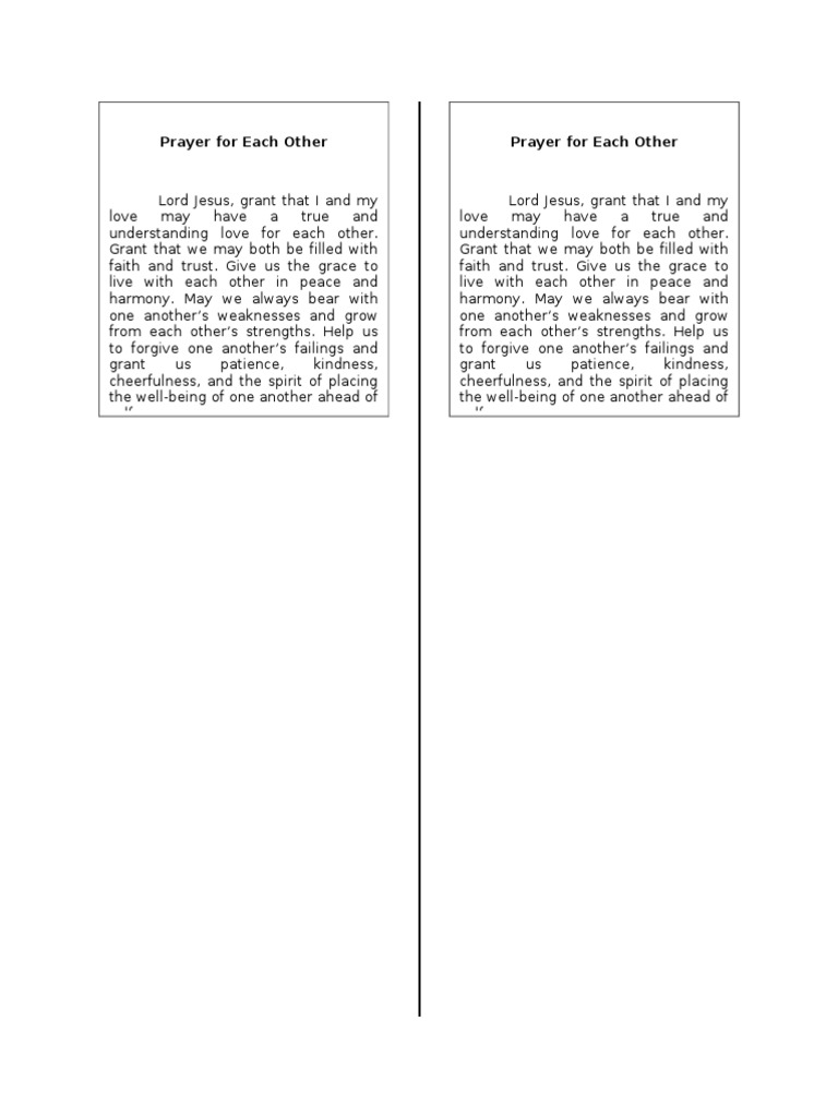 Prayer For Each Other Prayer For Each Other | PDF