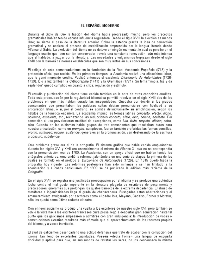 Español Moderno del Siglo XVIII y XIX | PDF | Comunicación | Lingüística