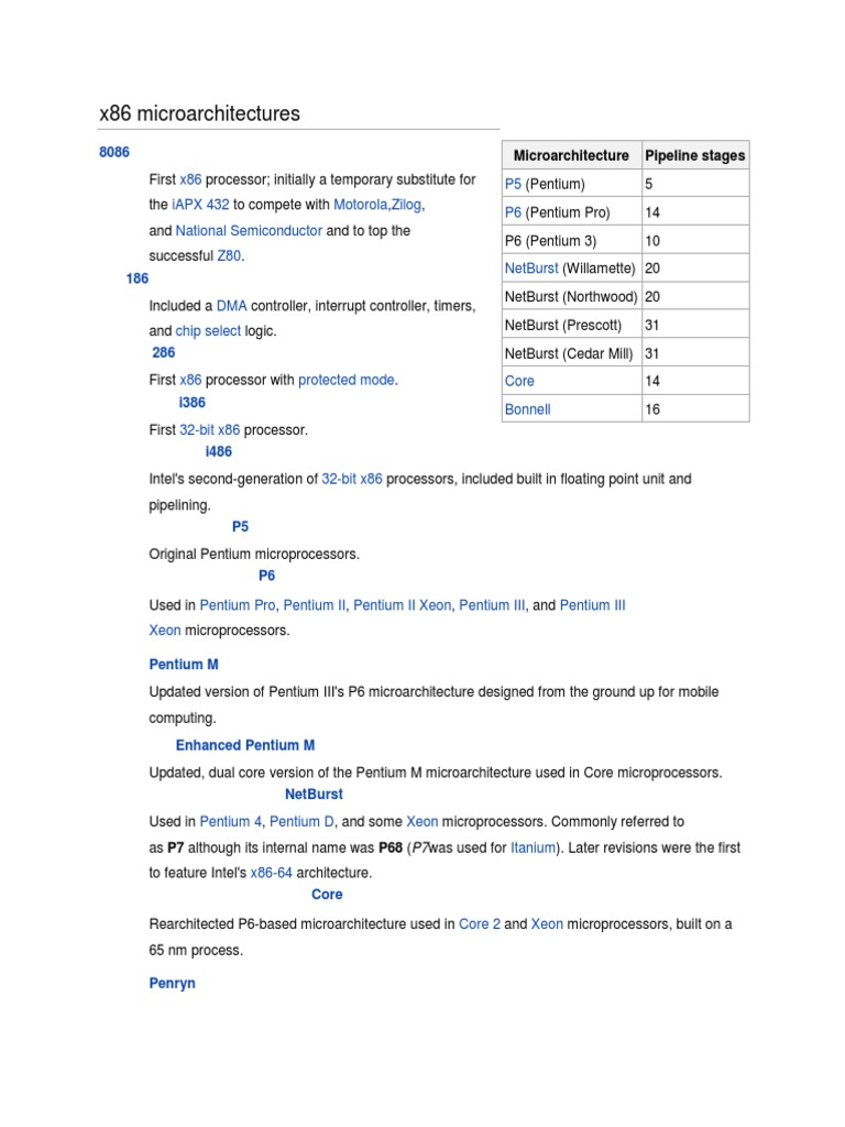 x86 Microarchitectures | PDF | Multi Core Processor | Central Processing Unit