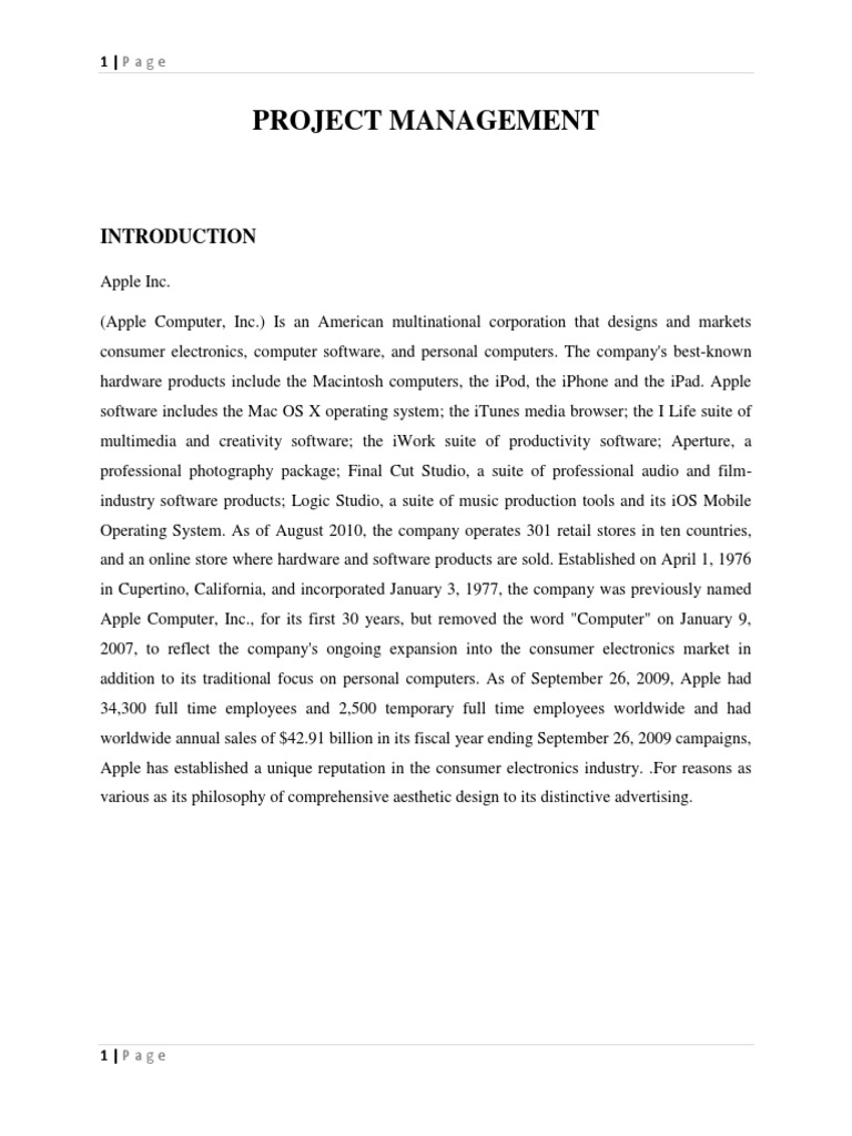 Project Management APPLE INC | PDF | Apple Inc. | Ios
