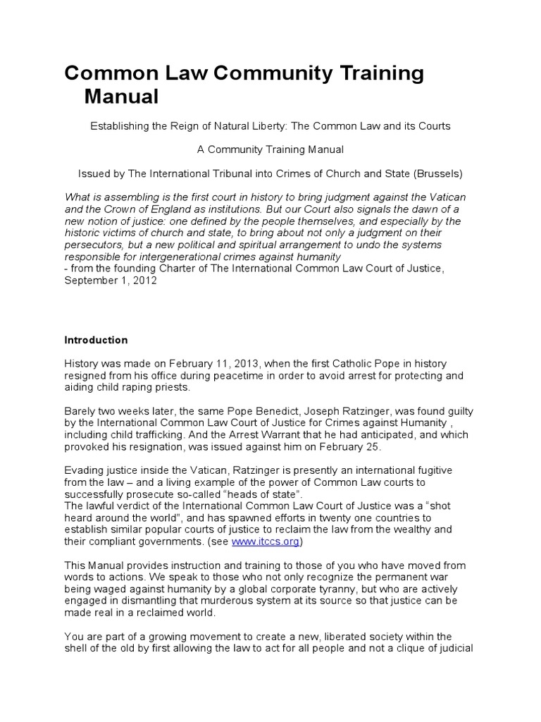 Common Law Community Training Manual | PDF | Common Law | Precedent