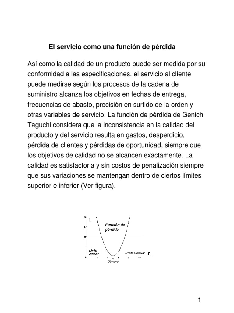 Función de pérdida en servicios de calidad | PDF | Finanzas y dinero