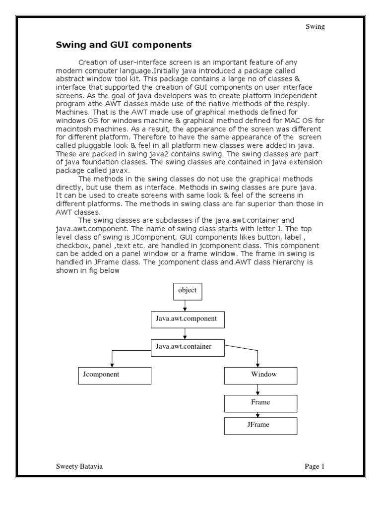 Swing and GUI Components | PDF | Graphical User Interfaces | Java Platform