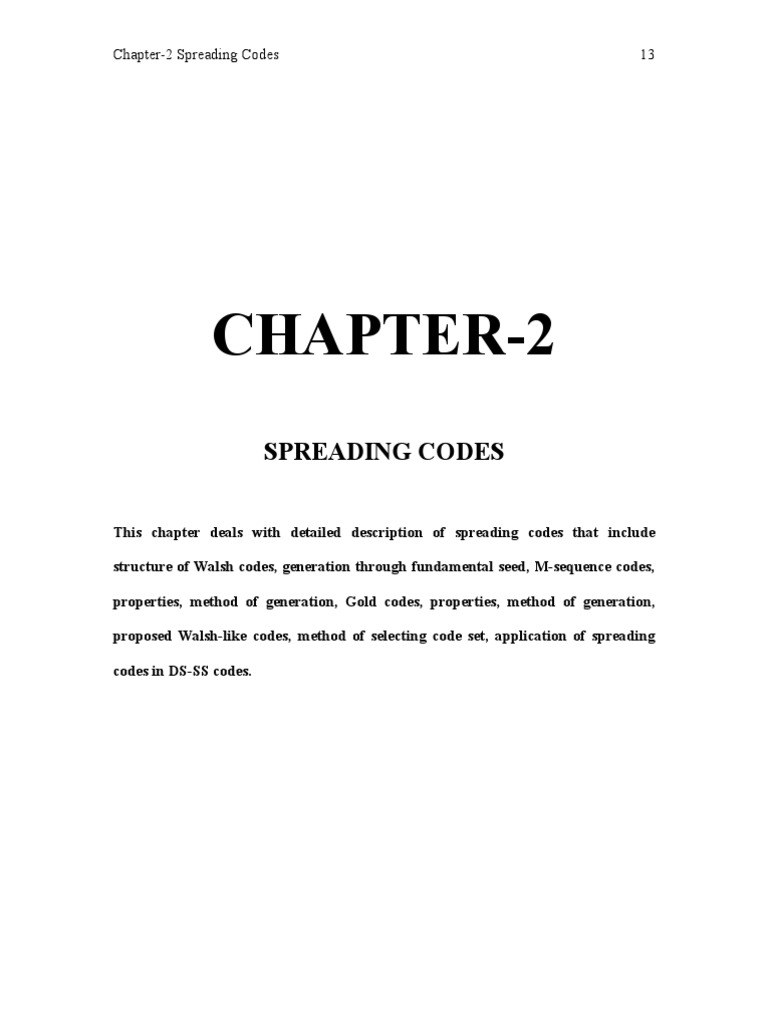 Chapter-2: Spreading Codes | PDF | Matrix (Mathematics) | Bandwidth (Signal Processing)