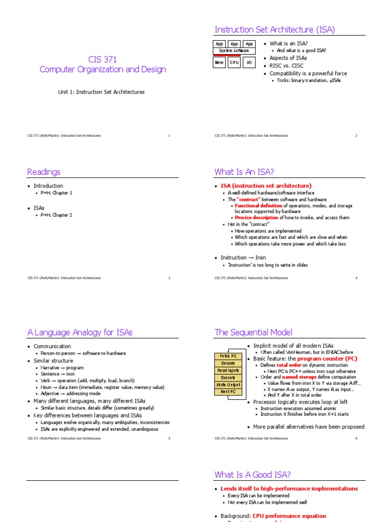 Instruction Set Architectures | PDF