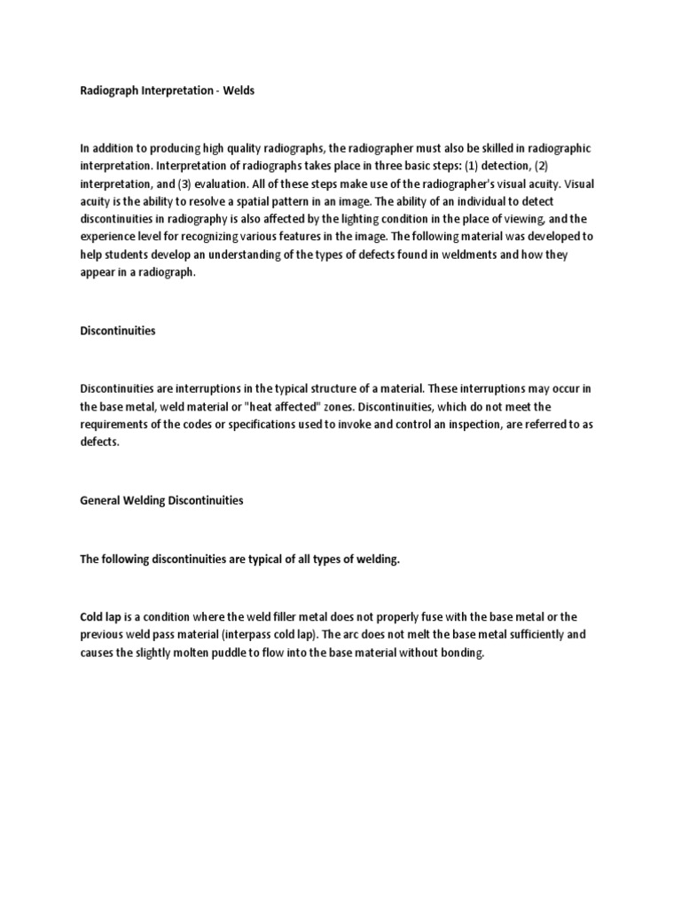 Radiograph Interpretation (RT Film Interpretation) | PDF