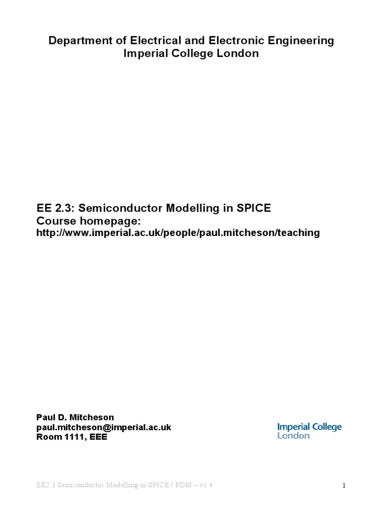 Semiconductor Device Modelling | PDF | Bipolar Junction Transistor | Spice