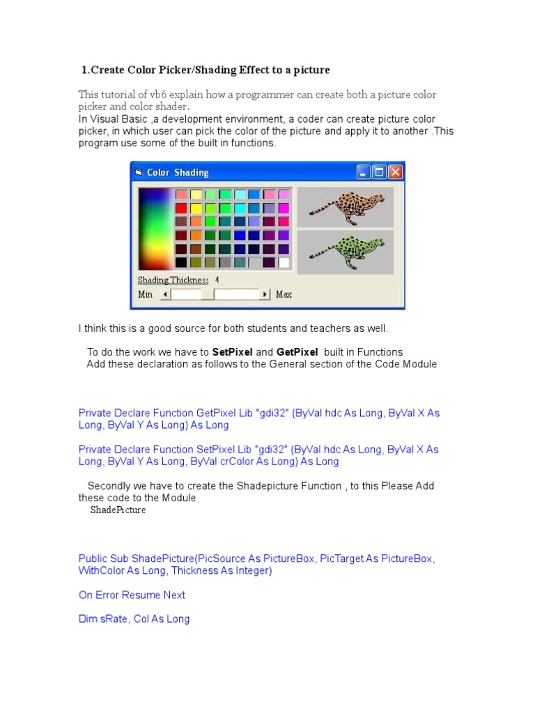 Create Color Picker or Shading Effect To A Picture in VB6 | PDF | Rgb ...
