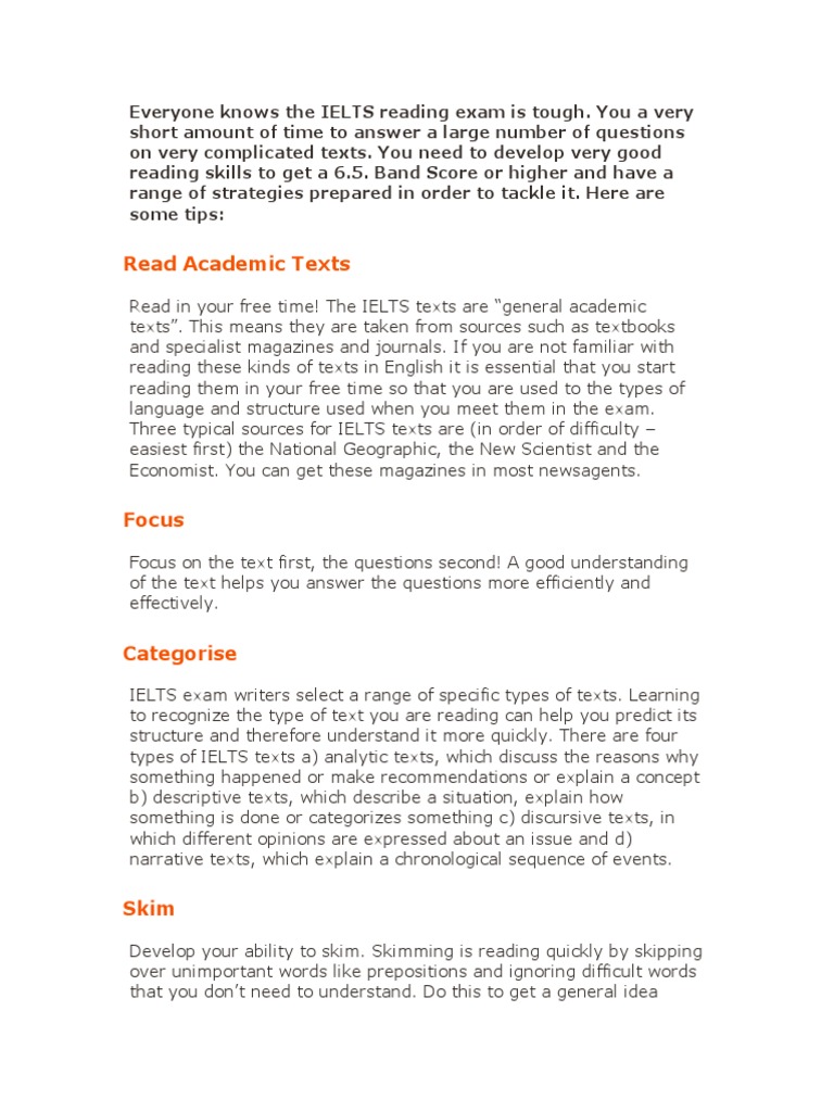 Top Ten Tips For ILETS Reading | PDF | International English Language ...