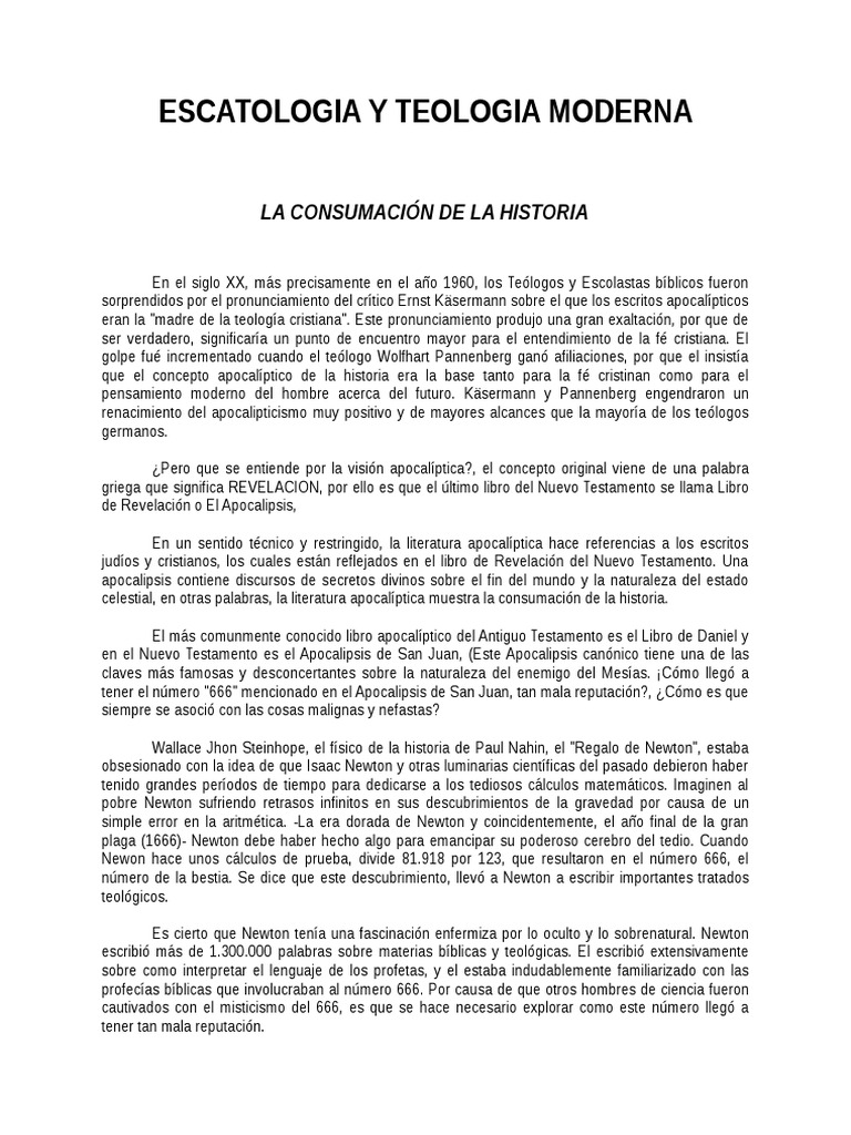 7-Escatologia y Teologia Moderna | PDF | Libro de revelación | Número ...