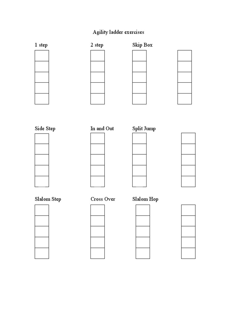 Agility Ladder Workout Exercises Guide | PDF | Teaching Methods & Materials