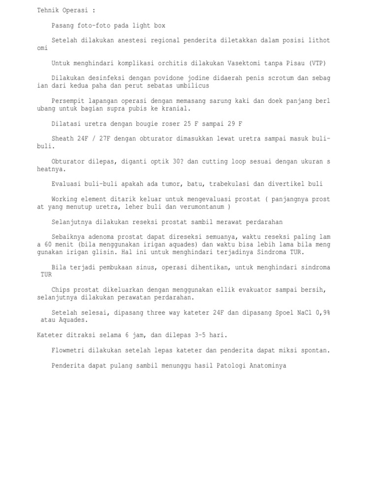 Prosedur TURP dan Perawatan Pasca Operasi | PDF | Sains & Matematika
