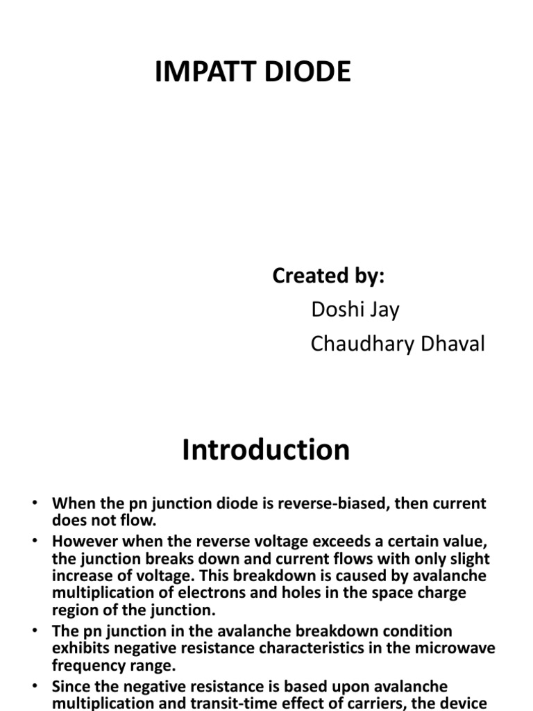 Impatt Diode | PDF | P–N Junction | Diode