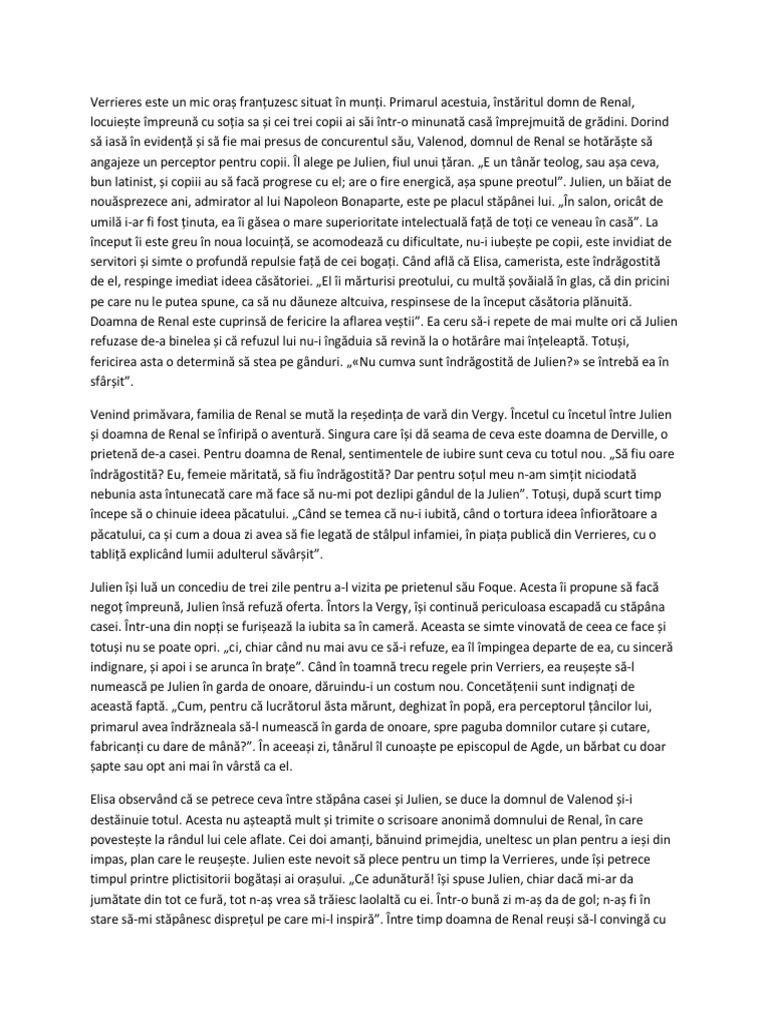 Rezumat Rosu Si Negru | PDF