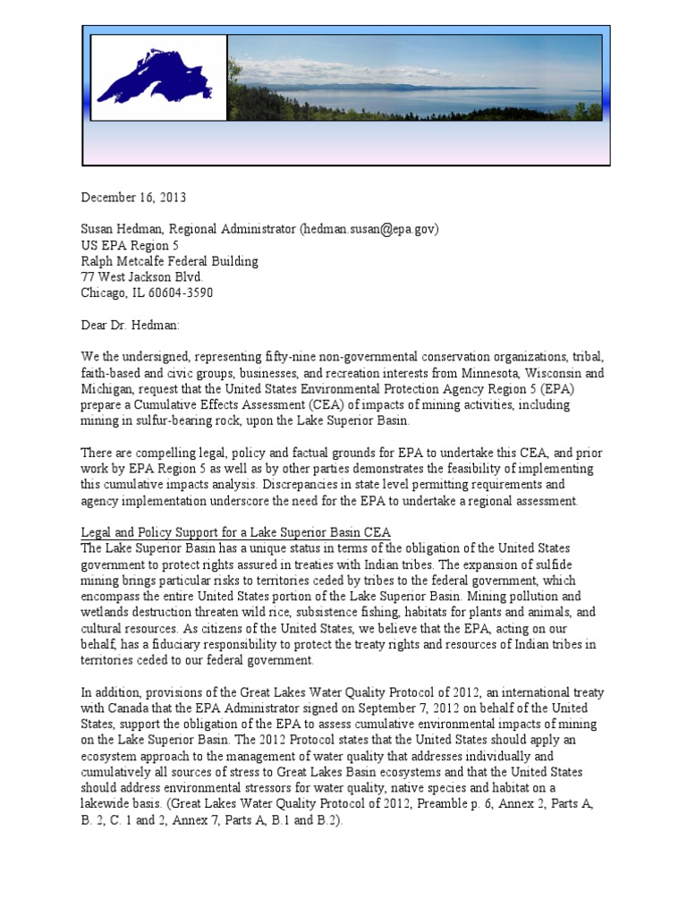 Mine pollution letter | United States Environmental Protection Agency ...