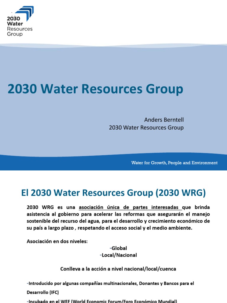 El 2030 Water Resources Group (2030 WRG) | PDF | Riego | Toma de decisiones