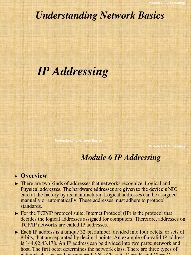 Understanding Network Basics: IP Addressing | PDF | Ip Address | Internet Protocols